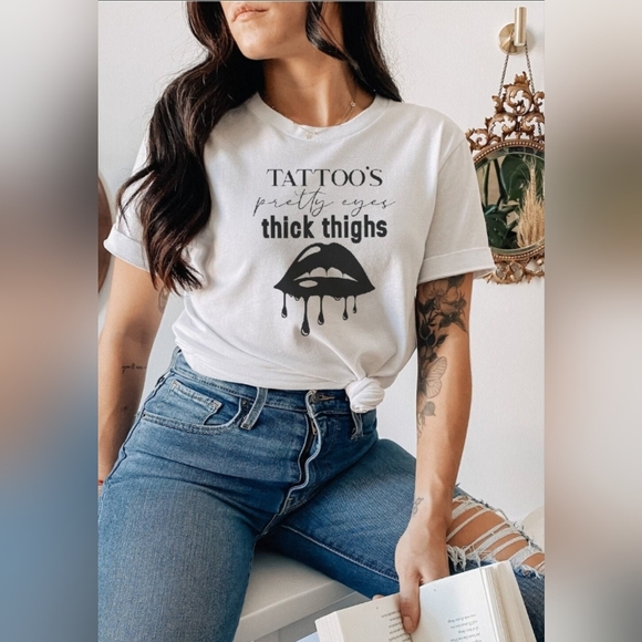 Hand Crafted | Tops | Womens Tattoos Pretty Eyes Thick Things Tshirt ...